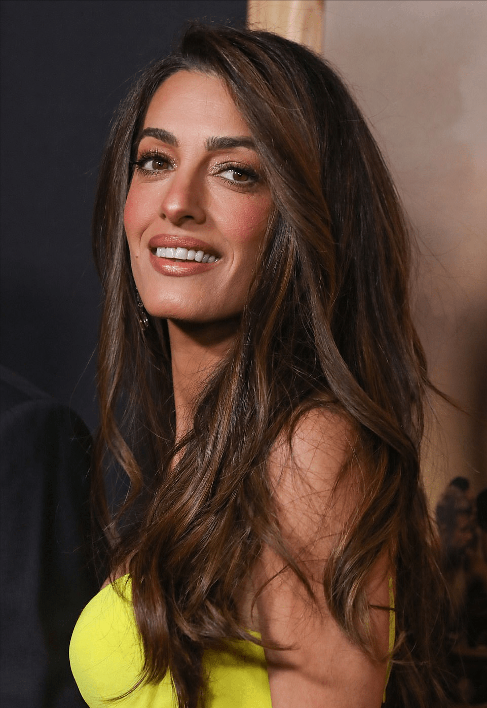 克鲁尼和娇妻闪耀首映礼！律师老婆一身低胸黄裙性感极了，超恩爱 -6parkbbs.com