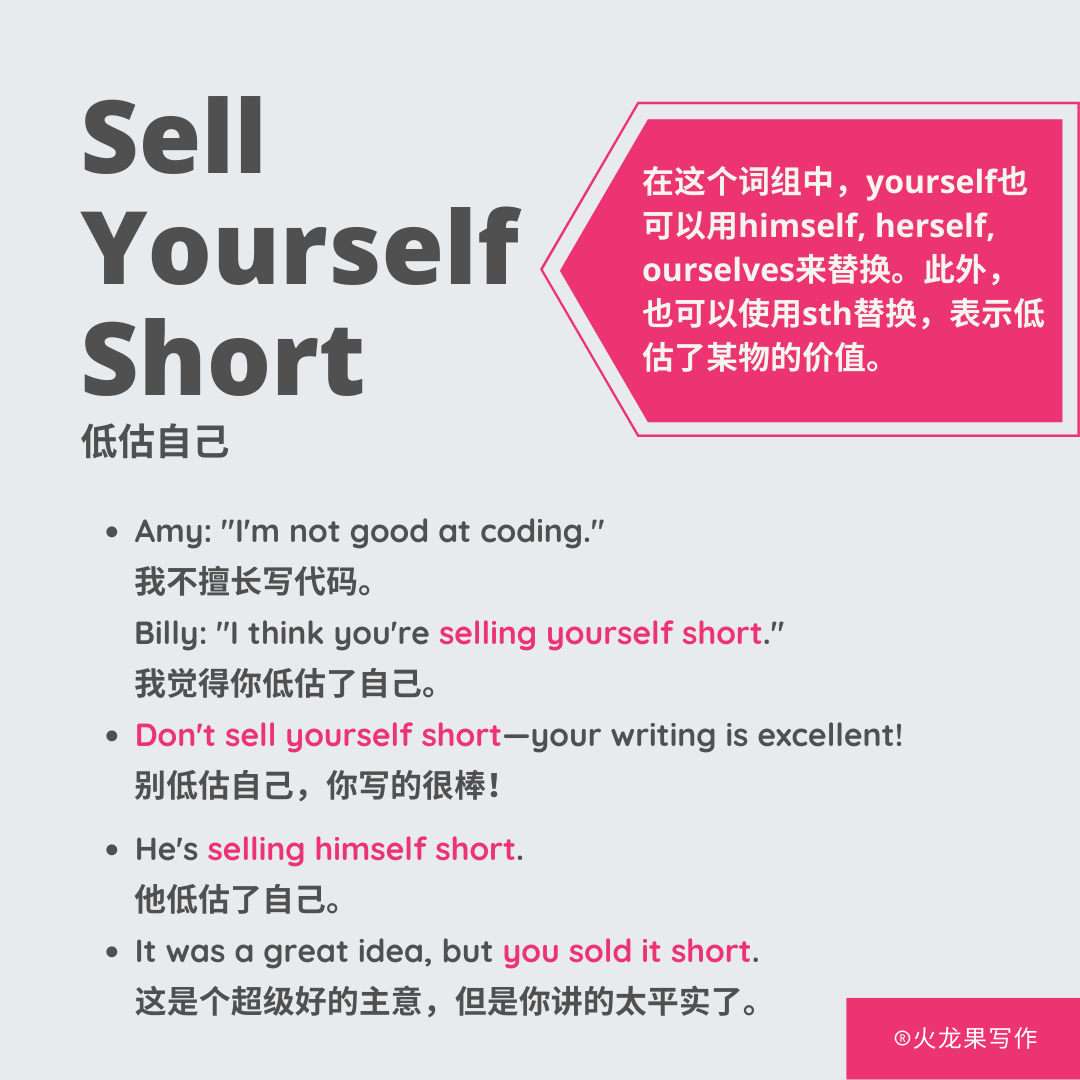 火龙果写作地道表达 | Sell Yourself Short_short