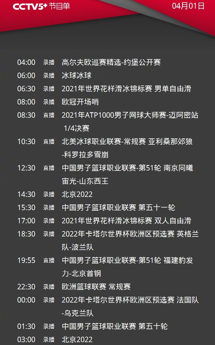 CCTV5直播新疆男篮vs广州，5+转网球+冰球+北京首钢，央视3平台共转4场CBA_辽宁