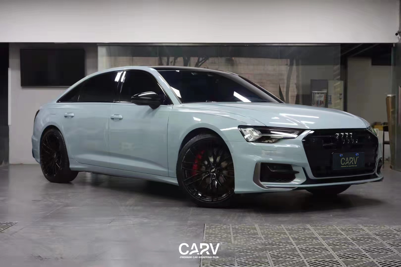 黑色奥迪A6改色卡孚CARV白金莫兰迪蓝_搜狐汽车_搜狐网