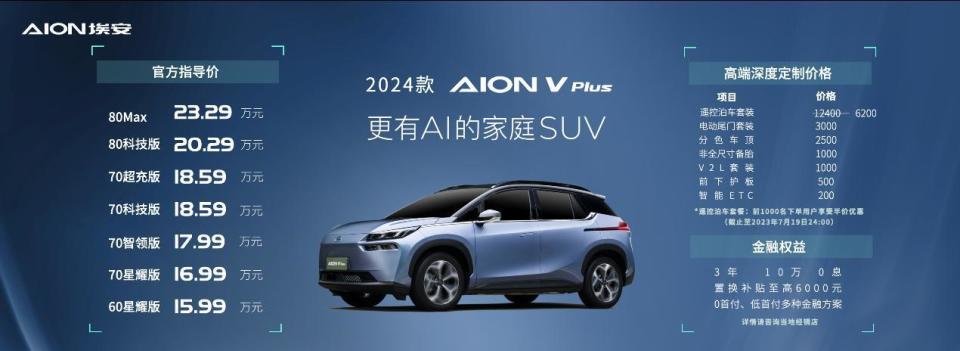 升级不加价：埃安2024款AION V Plus上市_搜狐汽车_搜狐网
