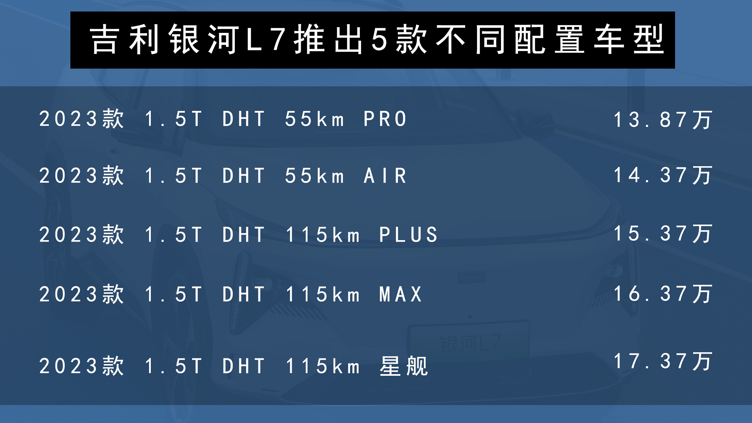 解析吉利银河L7产品力，综合续航里程1370km，顶配售价17.37万_搜狐汽车_搜狐网