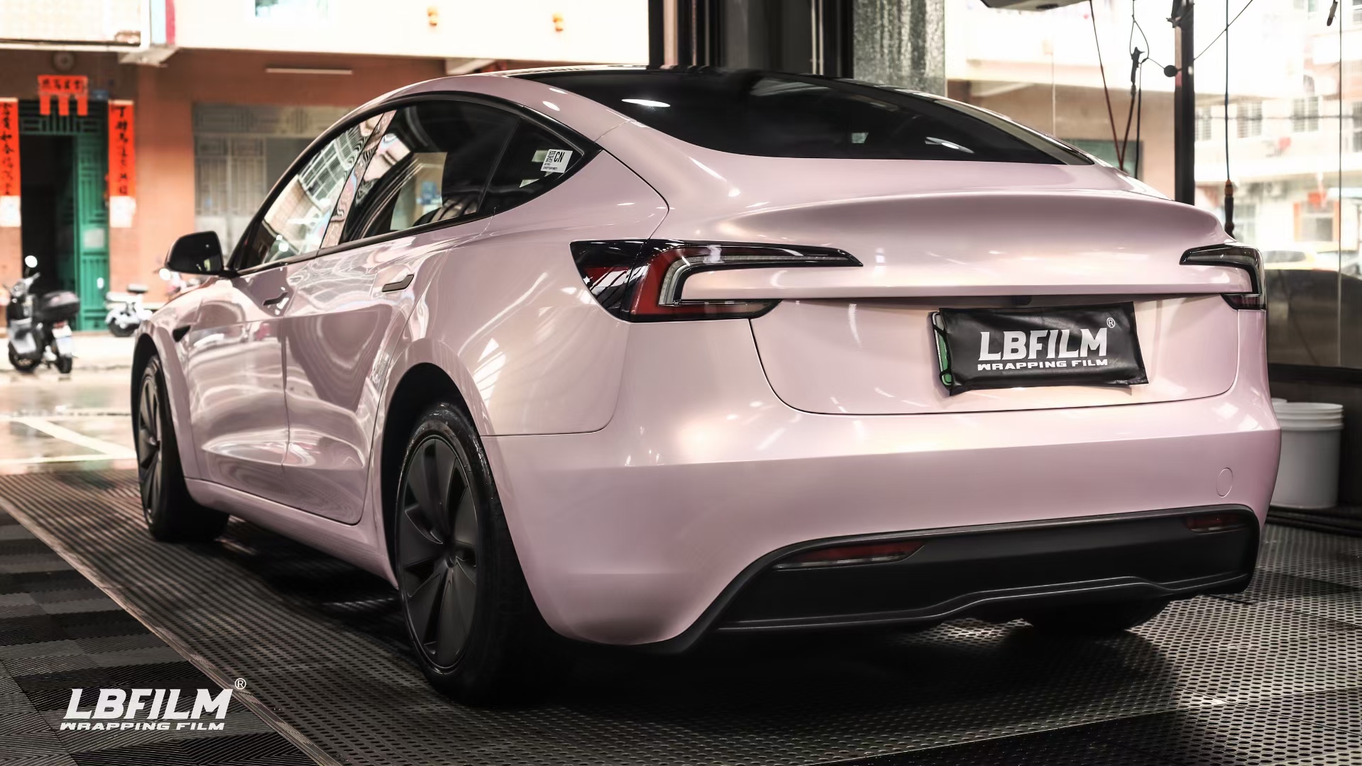 特斯拉model3-LB改色膜液态金属香槟粉，香槟配美人_搜狐汽车_搜狐网