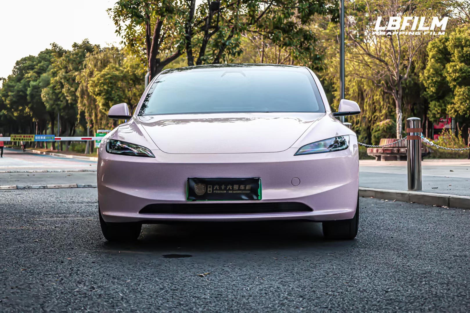 特斯拉model3-LB改色膜液态金属香槟粉，颜色如同浪漫的嫩粉色_搜狐汽车_搜狐网