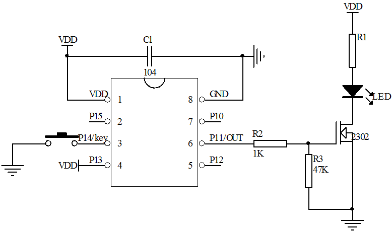 一键开关机电路长按5秒开长按3秒关 长按触发开关IC 工业级小家电开关机芯片_Vdd