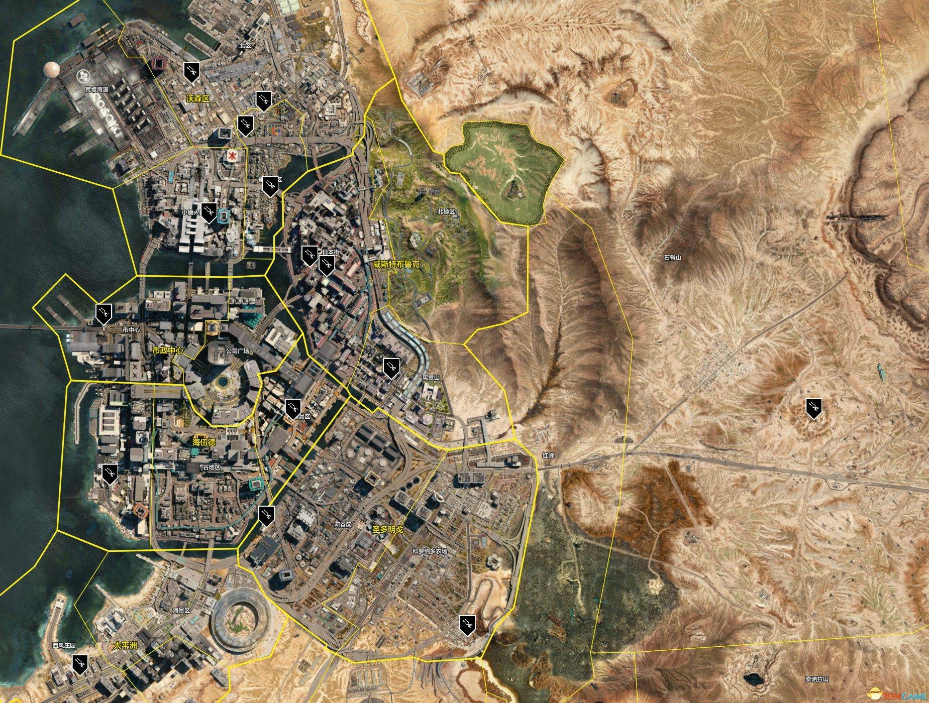 《赛博朋克2077》地图指引 重要地点收集标注地图-搜狐大视野-搜狐新闻