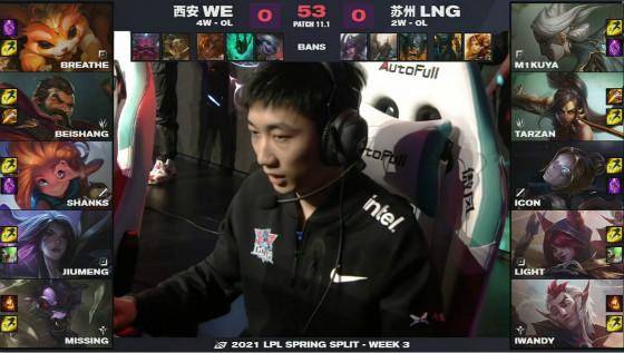 LOL：WE 2:0击败LNG，WE五连胜升至LPL第一名_男枪