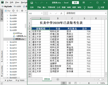 Python实例｜将Excel文件的工作簿内容拆分为多个Excel文件_myDict_myRow_院校