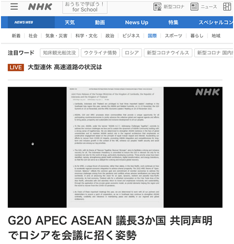 G20、东盟、APEC主办国发联合声明，日媒解读：意思是会邀俄参会_峰会_俄罗斯_印尼