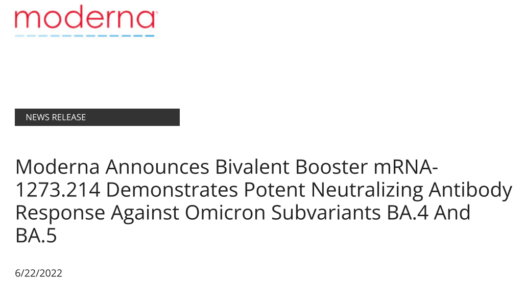 BA.4/BA.5出现克星？莫德纳声称改良版疫苗对其有强烈免疫反应_Moderna_密克_变种