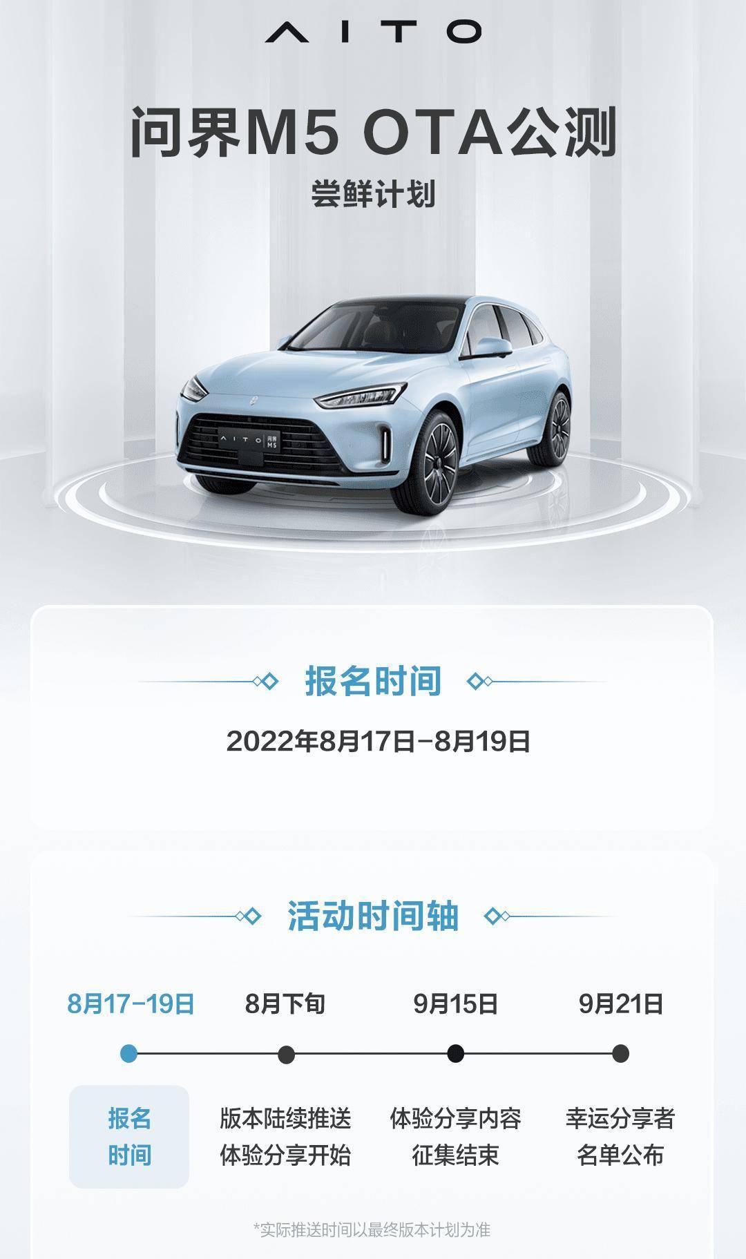 8月17日开启报名 问界M5将开启OTA公测尝鲜计划_搜狐汽车_搜狐网