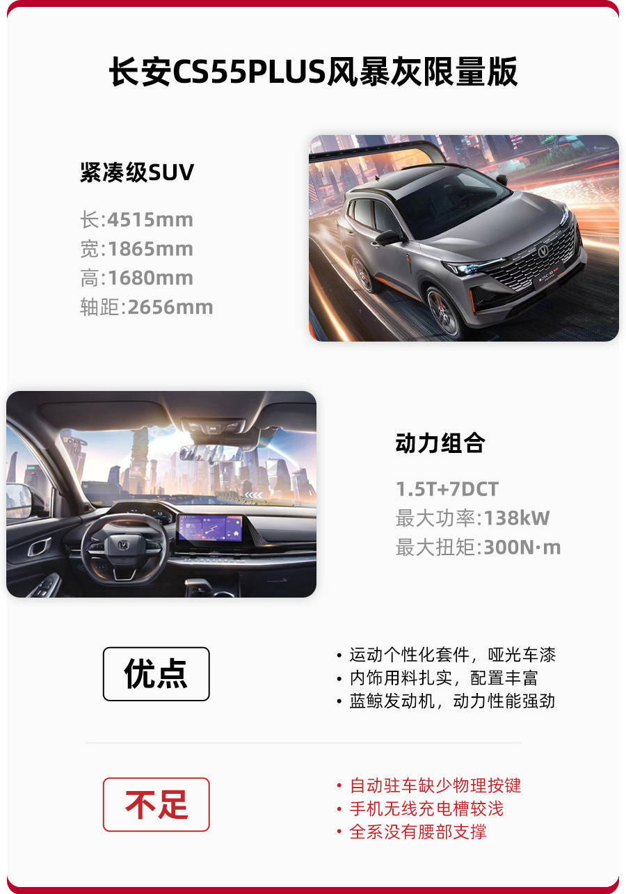 12.59万元，哑光车漆，长安CS55PLUS风暴灰限量版正式上市_搜狐汽车_搜狐网