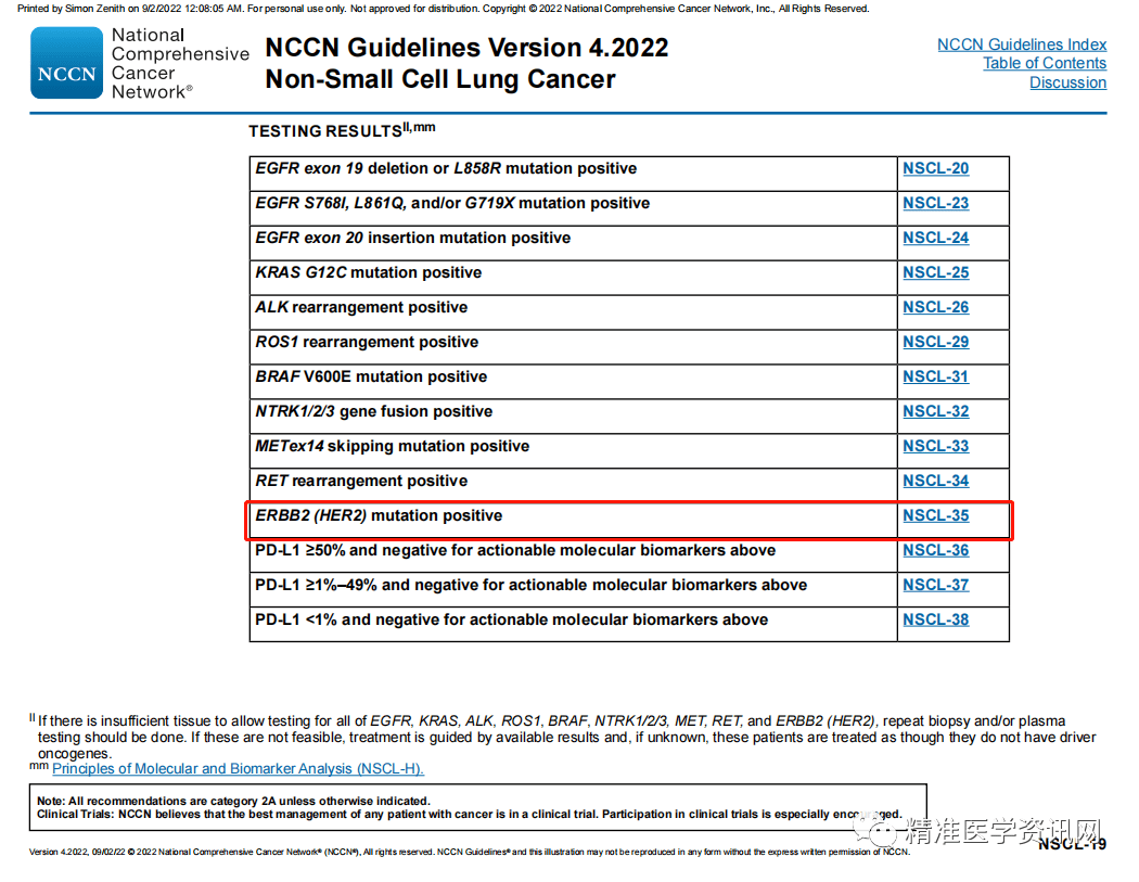 首次增加HER2基因靶向治疗，2022v4版非小细胞肺癌NCCN指南更新_Enhertu_检测_评估