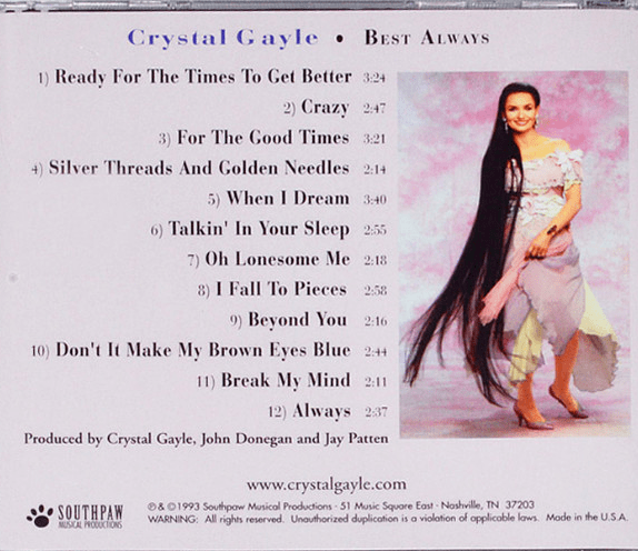 分享 | 人声中高音专测盘 | “长发妹”Crystal Gayle名曲集《Best Always》_专辑_乡村_Your