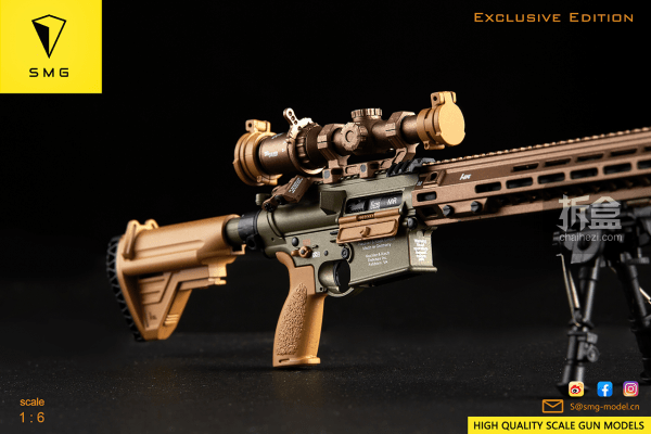 SMG M110A1 SDMR 1/6兵人配件班组步枪手办武器模型_弹夹_系列_瞄准镜