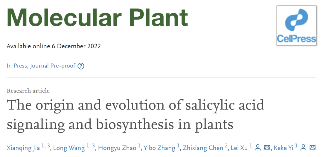 植物水杨酸信号和合成通路的起源和进化机制_蛋白_陆地_过程