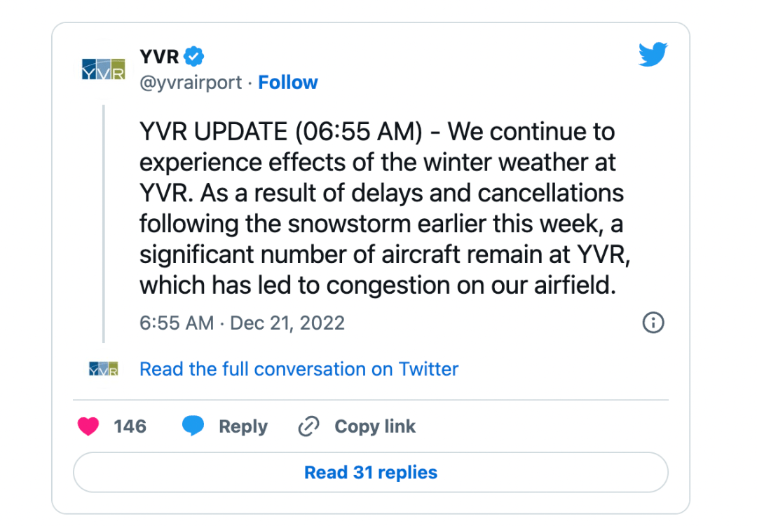 大温4天下了2年的雪！YVR突发新规限制国际航班！求别去机场！_的飞机_积雪_乘客