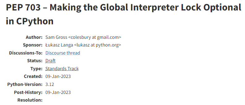 Python新提案：使全局解释器锁成为可选项_peps_进行_性能