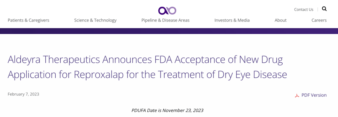 治疗干眼症，RASP 抑制剂上市申请获 FDA 接受_测试_Insight_安全性