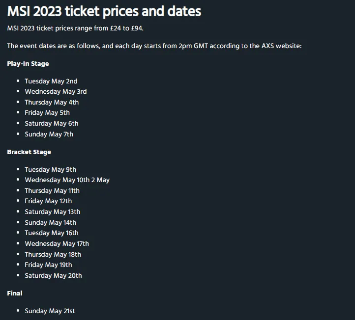 拳头官宣2023 MSI比赛时间：5月2日开打，赛程安排贴心_英雄联盟_观众_赛区