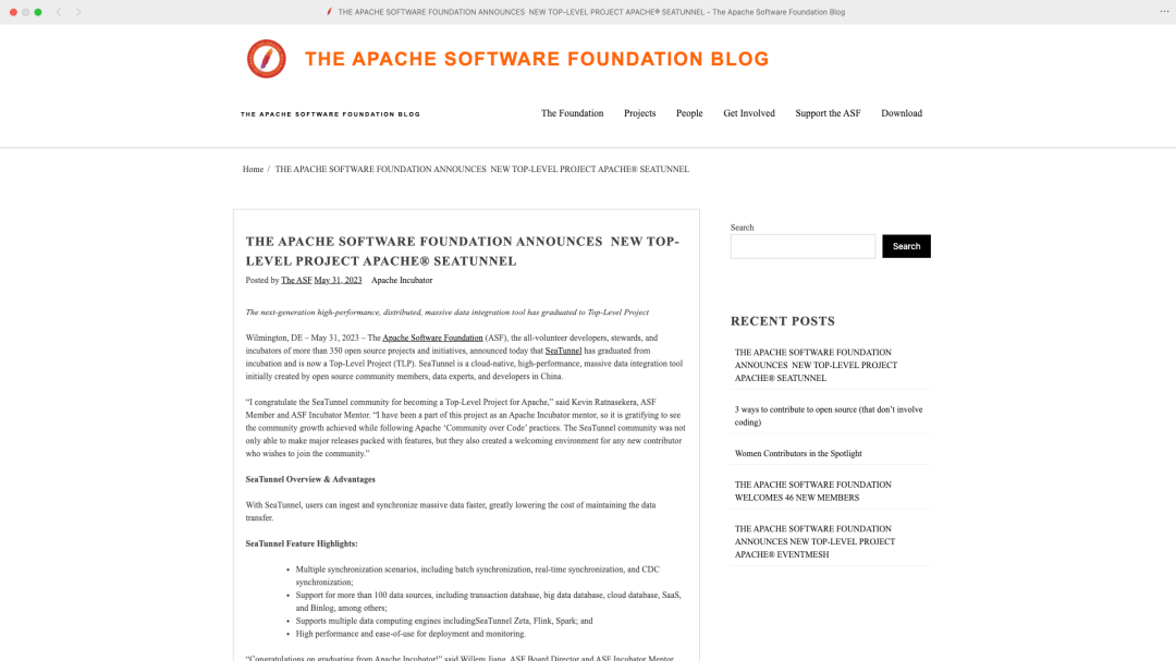 首个国人主导的 Apache 数据集成顶级项目 SeaTunnel 毕业！_海量_社区_支持