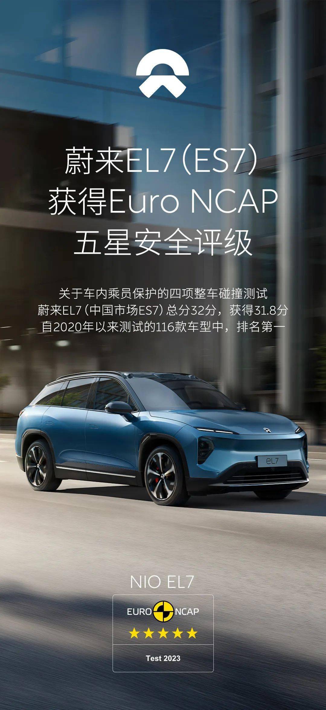 蔚来ET5与EL7(中国市场ES7)获Euro NCAP五星安全评级_搜狐汽车_搜狐网