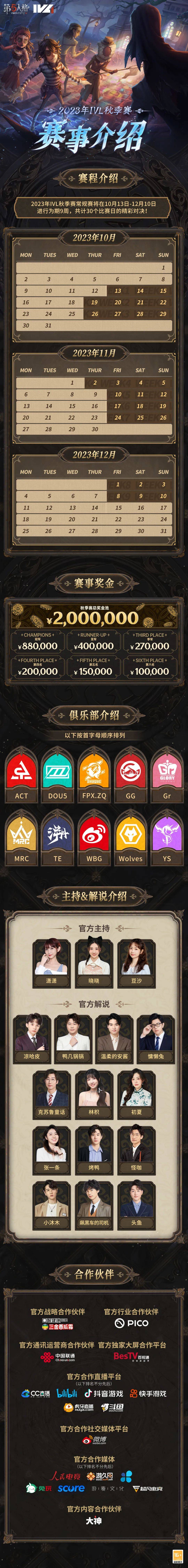 【2023IVL】秋季赛常规赛赛事介绍_解说_日历_战队