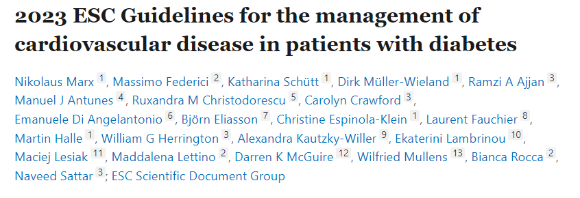 医学指南 | 2023 ESC 糖尿病患者心血管疾病管理指南_风险_治疗_药物