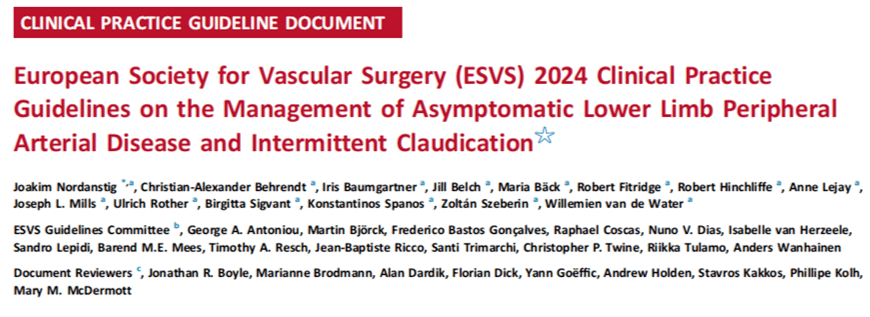 重磅｜ESVS 2024无症状下肢外周动脉疾病和间歇性跛行管理临床实践指南_治疗_患者_血管